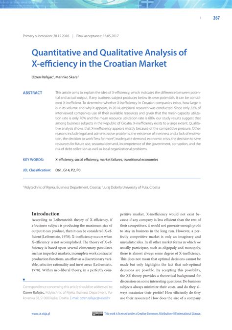 Pdf Quantitative And Qualitative Analysis Of X Efficiency In The Croatian Market