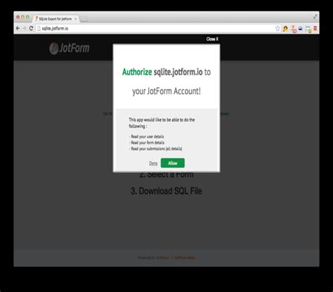 jotform sqlite export integration data management integrations