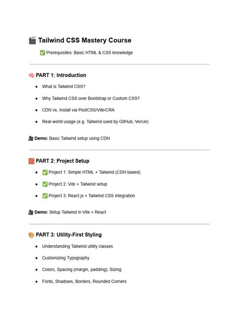 Tailwind Css Mastery Course Pdf Html Page Layout