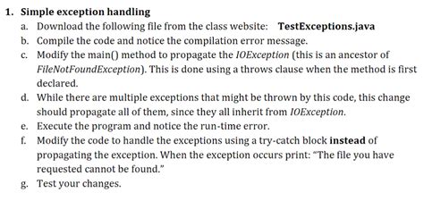 solved 1 simple exception handling a download the