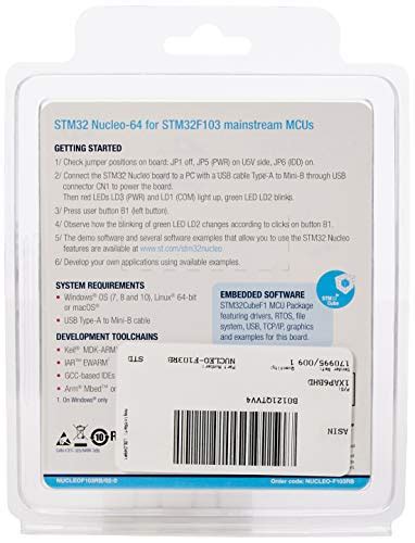 Stm32 Nucleo 64 Development Board With Stm32f103rb Mcu Supports Arduino And St Morpho