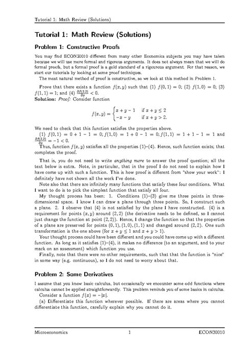 Tutorial 1 Maths Review Tutorial 1 Math Review Solutions Tutorial