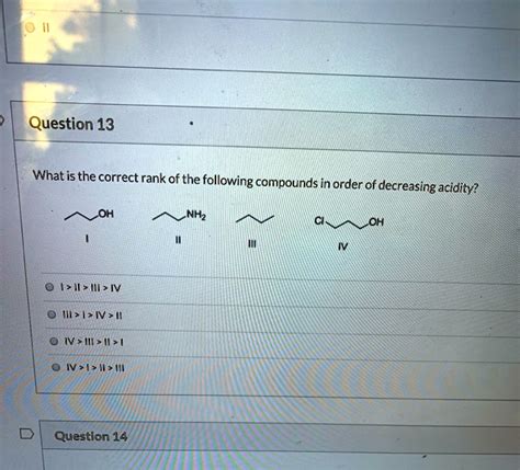 SOLVED: Question 13 What is the = correct rank of the following ...
