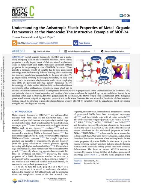 Pdf Understanding The Anisotropic Elastic Properties Of Metalorganic Frameworks At The
