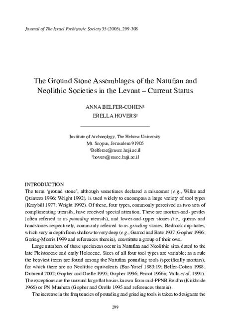 Pdf The Ground Stone Assemblages Of The Natufian And Neolithic
