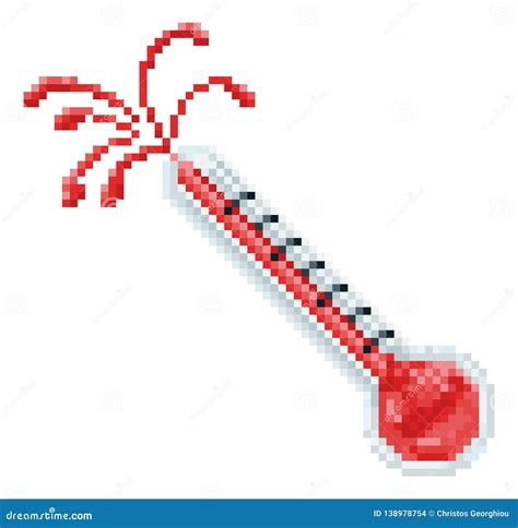Bursting Exploding Thermometer Pixel Art Icon Stock Vector Illustration Of Degree Retro
