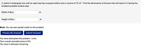 Solved Point A Rectangular Box With An Open Top Has A Chegg