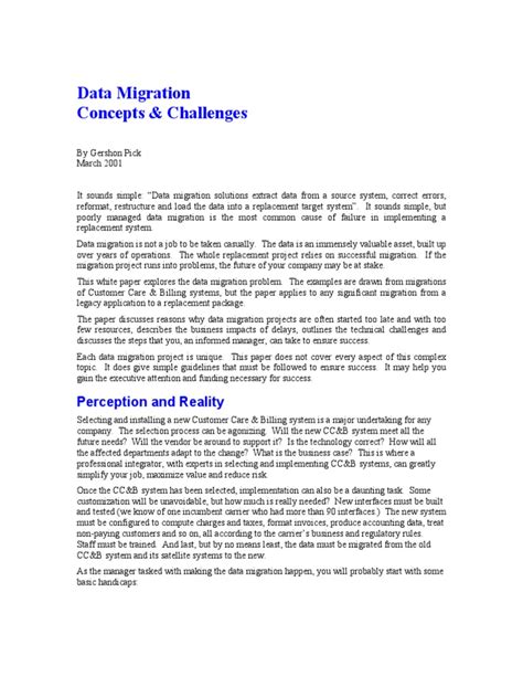 Data Migration Concepts And Challenges Pdf Databases Risk