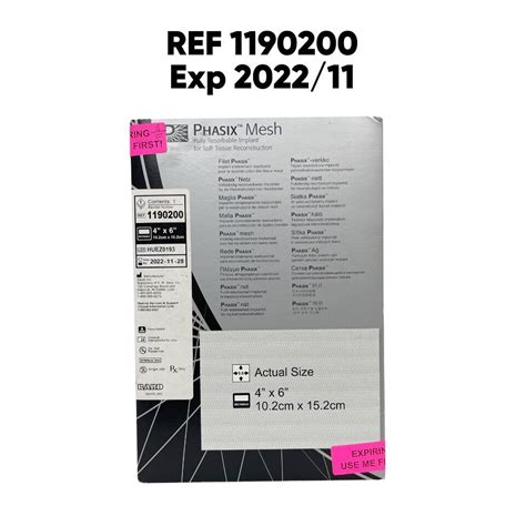 New Bard Ref 1190200 Phasix™ Mesh Rectangle 4 X 6 102cm X 152cm Exp 202211 Disposables
