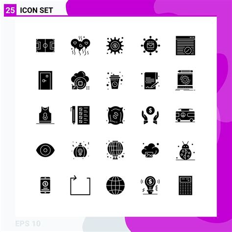 Set Of 25 Modern Ui Icons Symbols Signs For Optimization Mail Wedding Engine Money Editable
