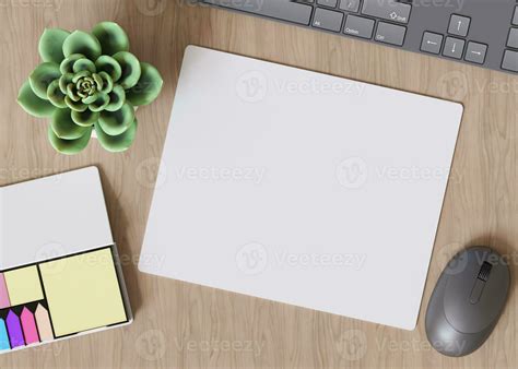 Blank And White Computer Mouse Pad On The Desk At Home Mousepad Mockup