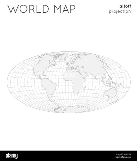 World Map Globe In Aitoff Projection With Graticule Lines Style Outline Vector Illustration