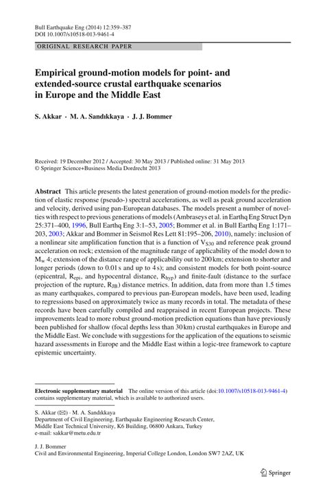 Pdf Compatible Ground Motion Prediction Equations For Damping Scaling Factors And Vertical To