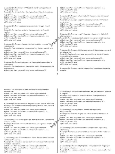 A Roadside Stand After Chapter Mcq Keys Pdf Metaphor