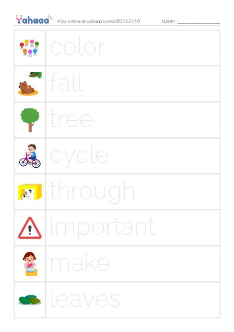 Free Worksheet On RAZ Vocabulary G Why Do Leaves Change Yahaaa