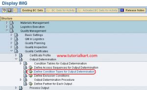 SAP QM Define Condition Types For Output Determination In SAP