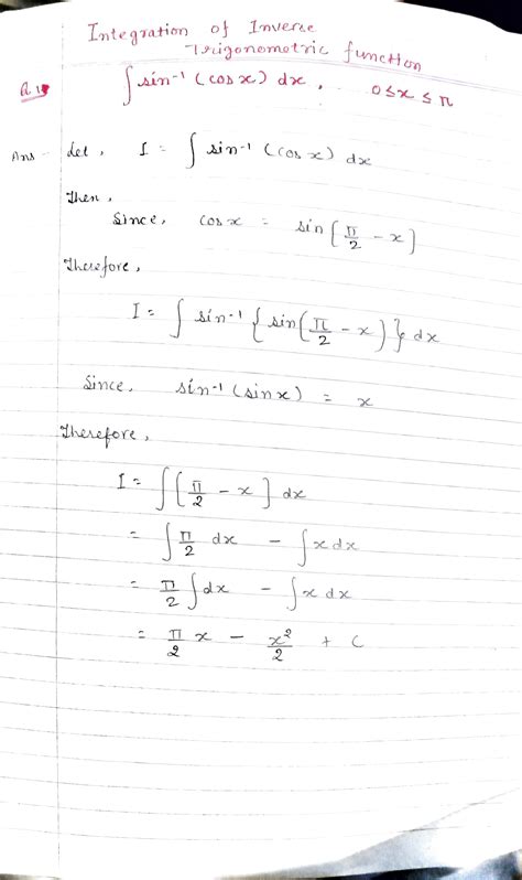 SOLUTION Integration Of Inverse Trigonometric Functions Studypool