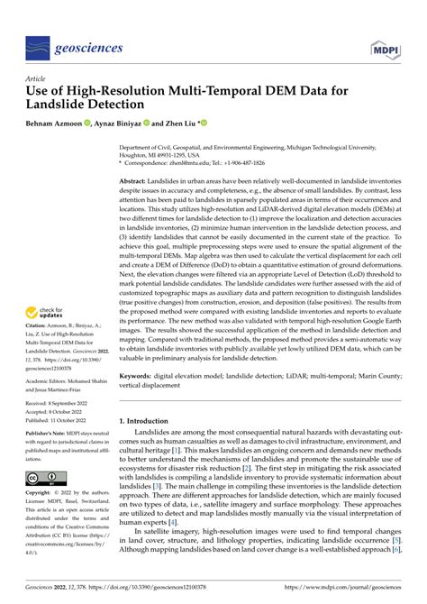 pdf use of high resolution multi temporal dem data for landslide