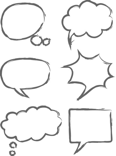 Icon Set Illustrating Speech Bubbles With Handdrawn Vector Sketches Vector Black Frame Speech