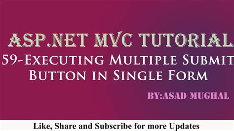 Lec 59 Multiple Submit Button In Single Form Mvc 5 Aspnet Mvc