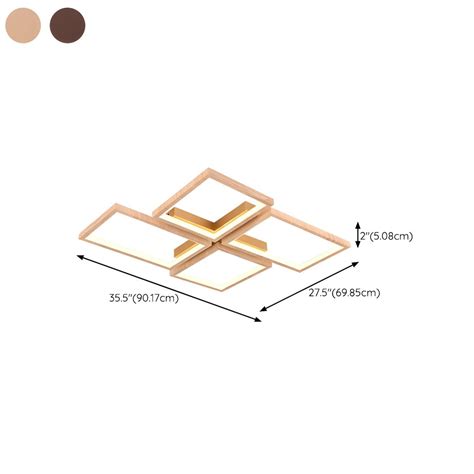 Metal Modern Flush Mount Rectangle Shape Ceiling Light With Acrylic Shade For Living Room