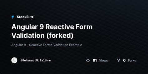 Angular 9 Reactive Form Validation Forked Stackblitz