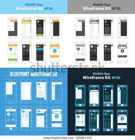 Mobile Wireframe App Ui Kit Stock Vector Royalty Free Shutterstock