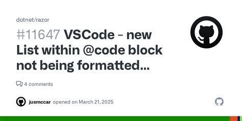 Vscode New List Within Code Block Not Being Formatted Correctly · Issue 11647 · Dotnetrazor
