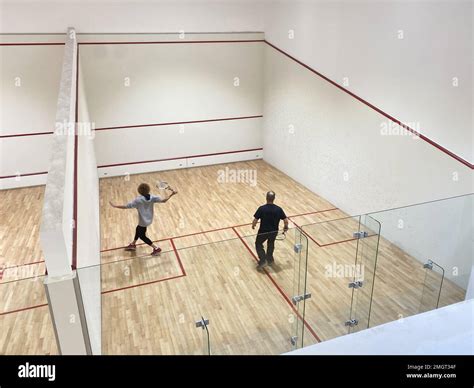 Two Men Play Squash Match Stock Photo Alamy