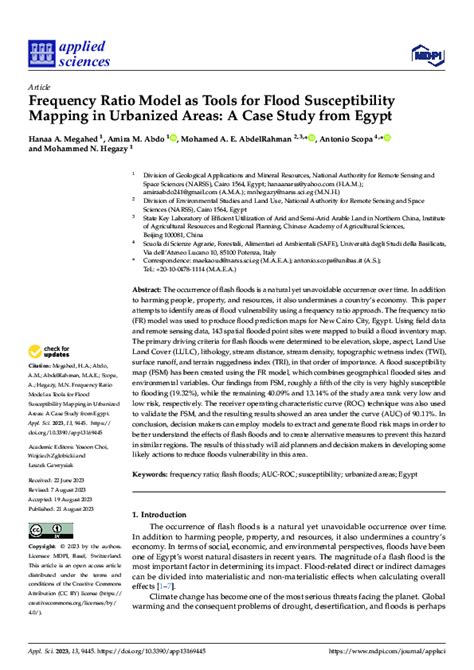 Pdf Flood Susceptibility Mapping Using Frequency Ratio In Cairo