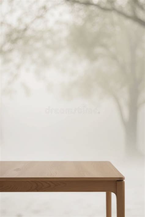 Empty Wooden Table With Out Of Focus Trees Stock Photo Image Of Nightstand Evergreens