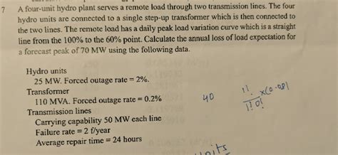 A Four Unit Hydro Plant Serves A Remote Load Chegg Com
