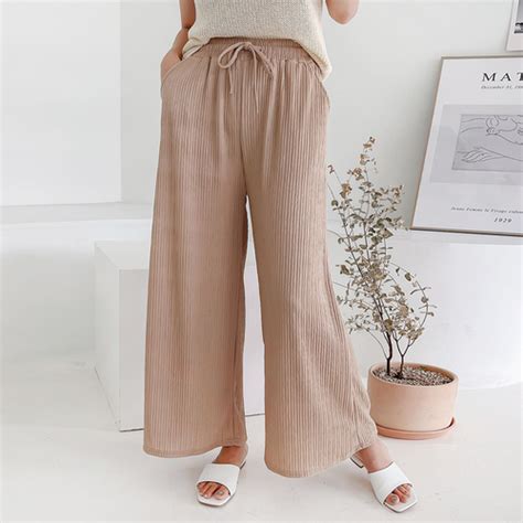 여자 여름 냉장고 주름 통 바지