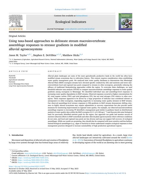 Pdf Using Taxa Based Approaches To Delineate Stream Macroinvertebrate Assemblage Responses To