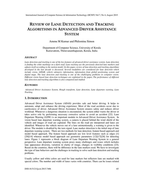 Review Of Lane Detection And Tracking Algorithms In Advanced Driver
