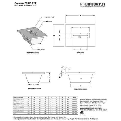 Top Fires By The Outdoor Plus Carson 16in Tall Rectangular Firepits
