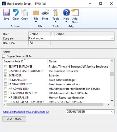 Security Access To Use Resources Setting Individual User Security