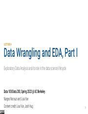 Exploratory Data Analysis Unveiling Data Science Insights LECTURE Data Wrangling And EDA