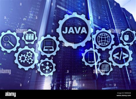 Java Programming Concept Virtual Machine On Server Room Background