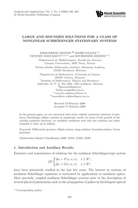 Pdf Large And Bounded Solutions For A Class Of Nonlinear Schrödinger