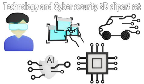 기술 및 사이버 보안 클립 아트 요소 3d 렌더링 기술 개념 흰색 배경 아이콘 세트 No7에 고립 0명에 대한 스톡 사진 및 기타 이미지 Istock