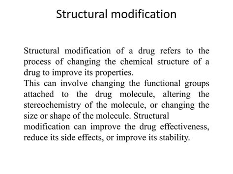 Drug Modificationpptx Chemistry Science