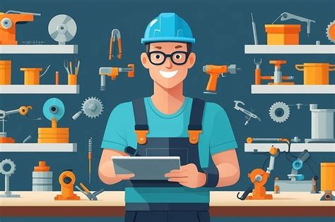 Flat Style Vector Assembler Character Illustration Premium Ai