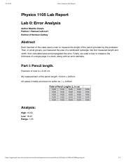 Error Analysis Lab Report Pdf 2 1 2018 Error Analysis Lab Report Physics 1105 Lab Report Lab 0