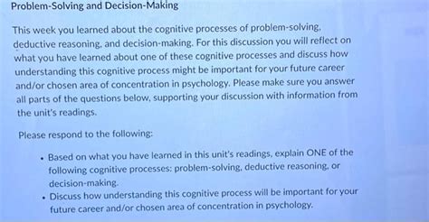 Solved Problem Solving And Decision Making This Week You