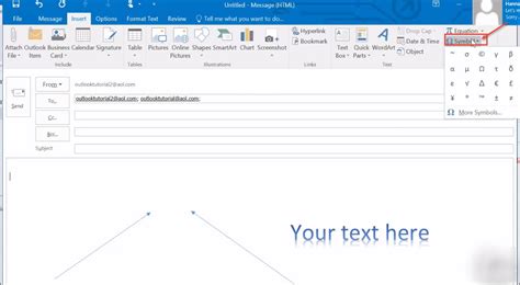 how to use insert feature while composing email in outlook outlook