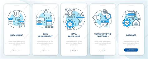 Blue Onboarding Mobile App Screen Data Collection And Processing Vector Screen Layout