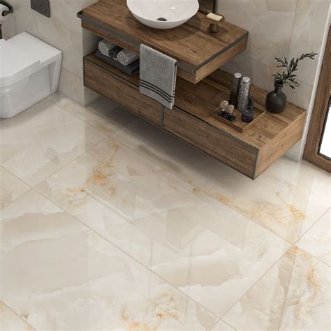 Marmo Beige Polished Marble Effect Tile 60x120 Cm I Tiles Diy