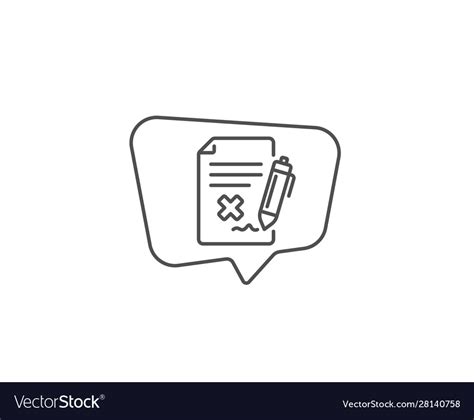 Reject File Line Icon Decline Document Sign Vector Image