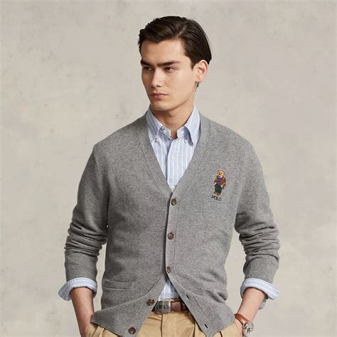 Polo Ralph Lauren Polo Bear Wool Cardigan In Fawn Grey Heather Modesens
